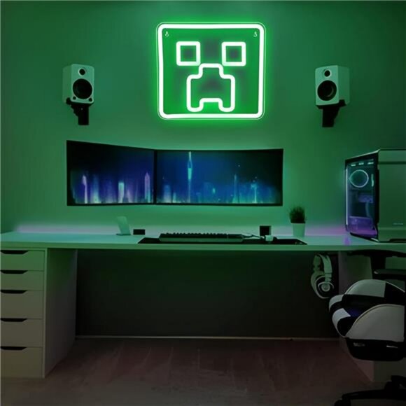 Urban Outfitters | Wall Decor | Neon Led Minecraft Creeper Wall Sign ...
